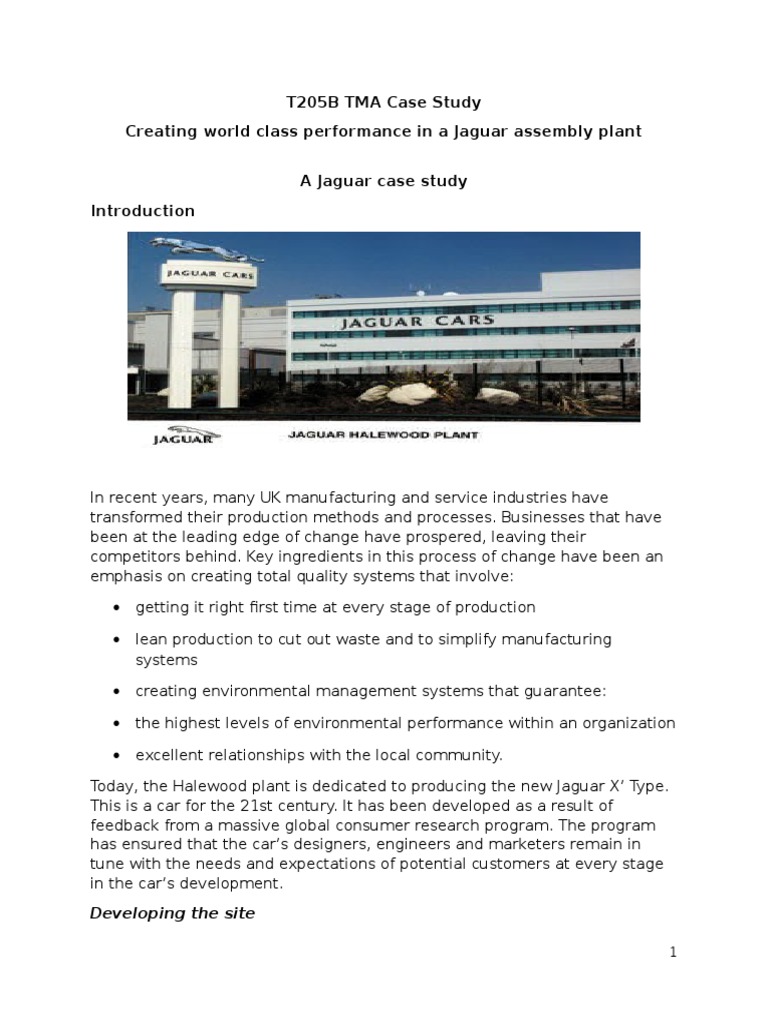 T205B TMA Case Study Fall 2016 | PDF | Lean Manufacturing | Ford Motor ...