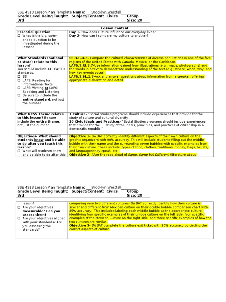 civics lesson plan | Educational Assessment | Teaching Method