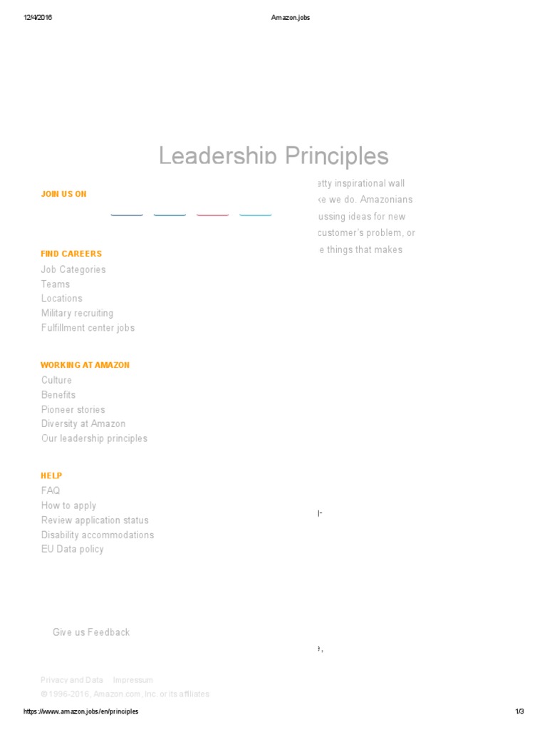 Leadership Principles: Customer Obsession | Download Free PDF | Odor ...