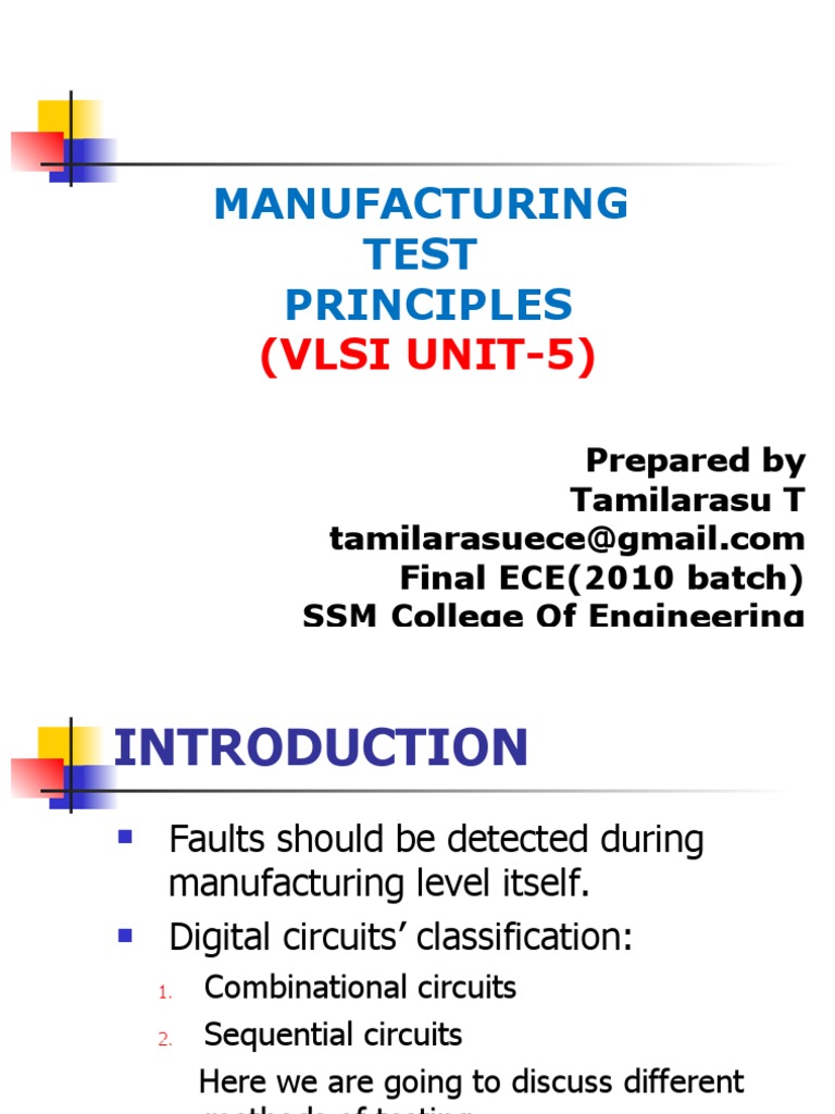 Manufacturing Test Principles: (Vlsi Unit-5) | PDF | Simulation ...