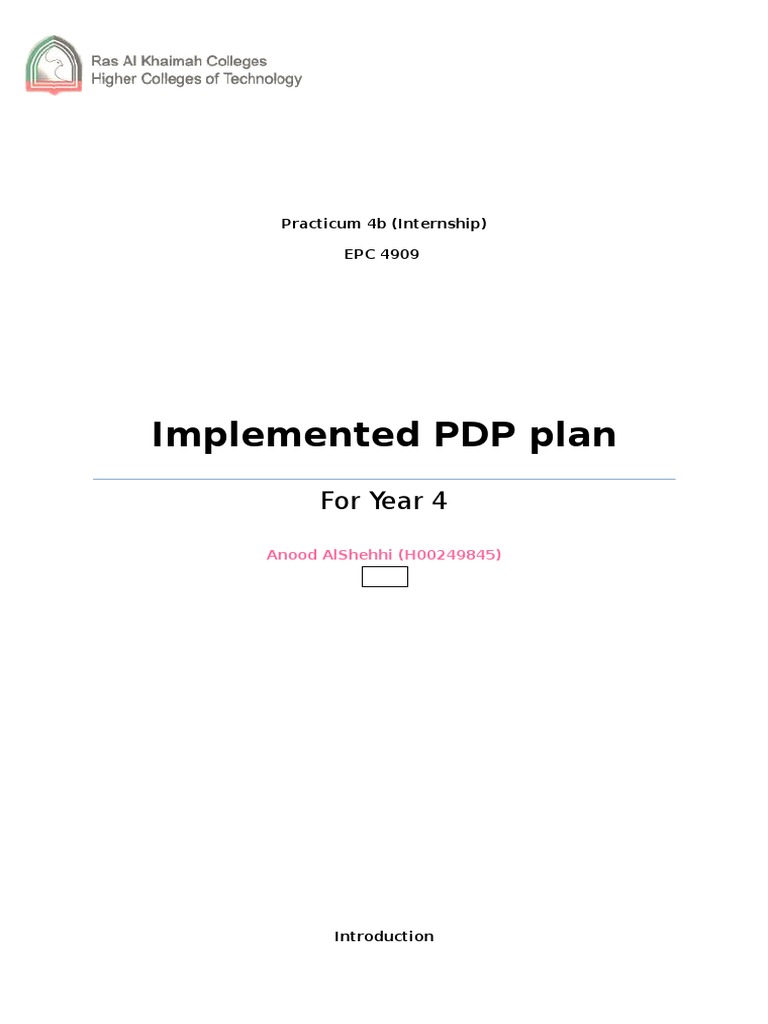 Anood Alshehhi - PDP Template - Final Draft | PDF | Classroom ...
