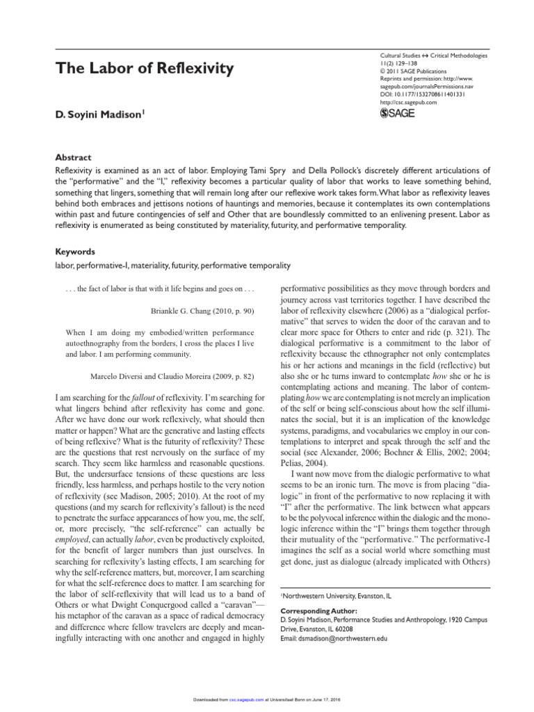 Madison The Labor of Reflexity | PDF | Neoliberalism | Ethnography