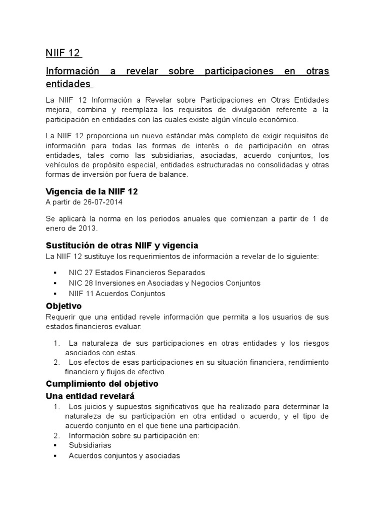 Niif 12 | PDF | normas internacionales de INFORMACION FINANCIERA ...