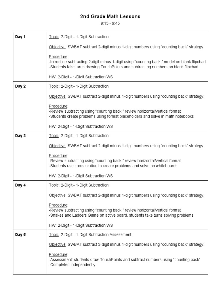 2nd Grade Math Lessons | PDF