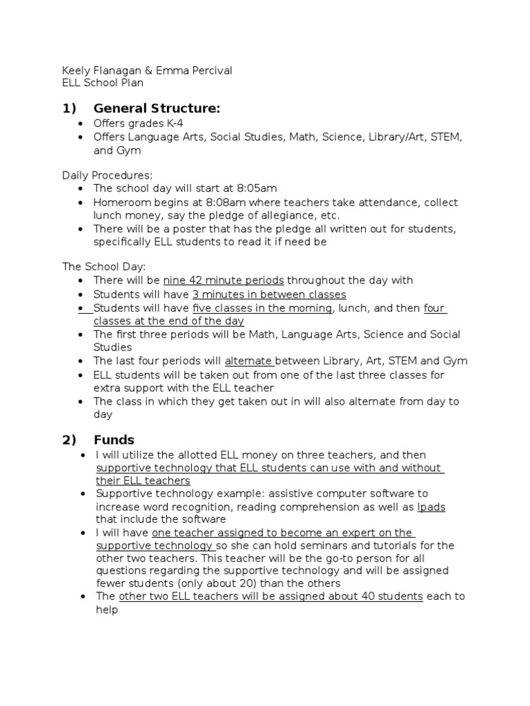Ell School Plan | PDF