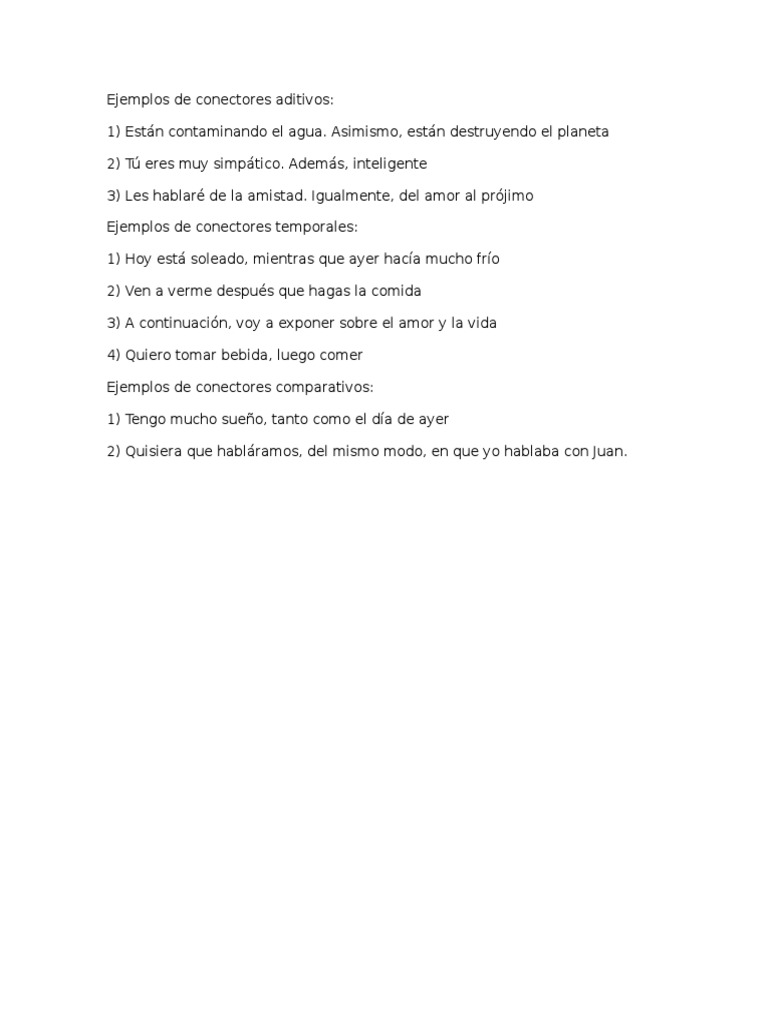 Ejemplos de Conectores Aditivos | PDF