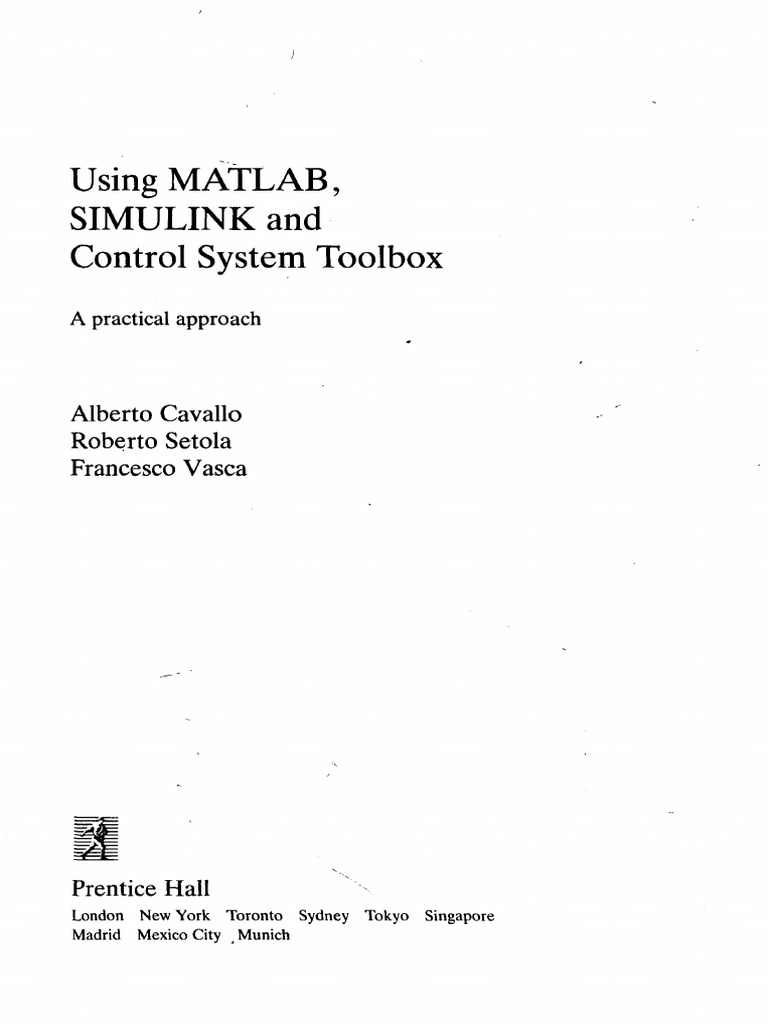 Cavallo - Using Matlab Simulink and Control Toolbox - ToC (1996) | PDF | Matrix (Mathematics ...