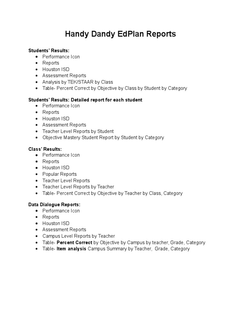 Handy Dandy Edplan Reports | PDF