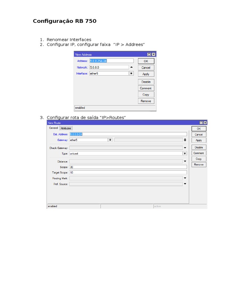Configuração RB 750 Passo A Passo | PDF | Computadores