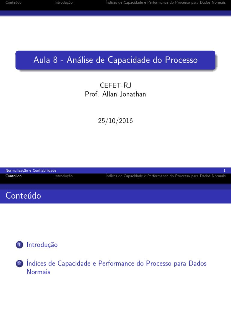 Aula 8 - Análise de Capacidade Do Processo | PDF | Dados | Qualidade (negócios)