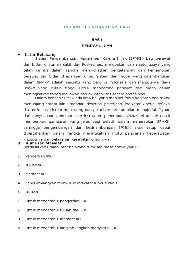 Indikator Kinerja Klinis Pdf