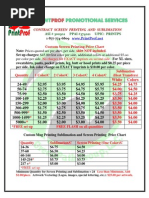 Screen Printing Price Chart | PDF