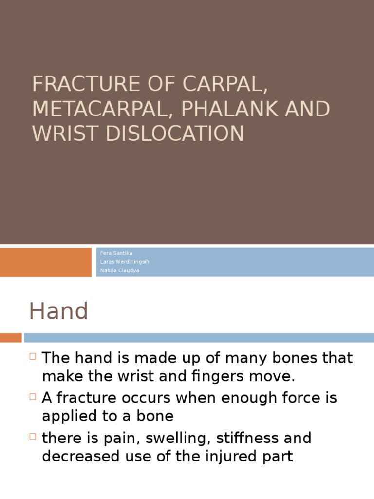 Wrist Dislocations and Fractures Guide | PDF