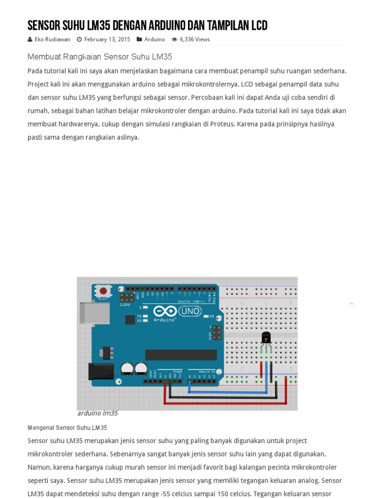 Sensor Suhu LM35 Dengan Arduino Dan Tampilan LCD | PDF | Metode & Bahan Ajar | Komputer