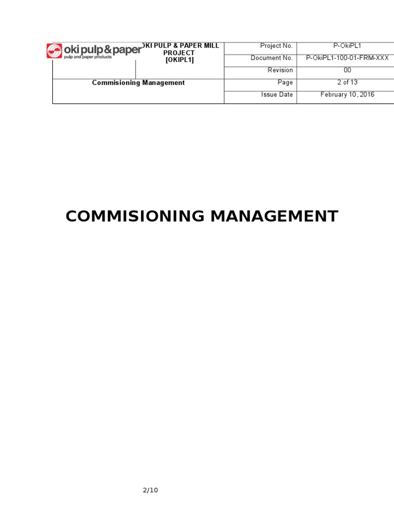 Commissioning Management. Rev.0 | PDF | Paper | Safety