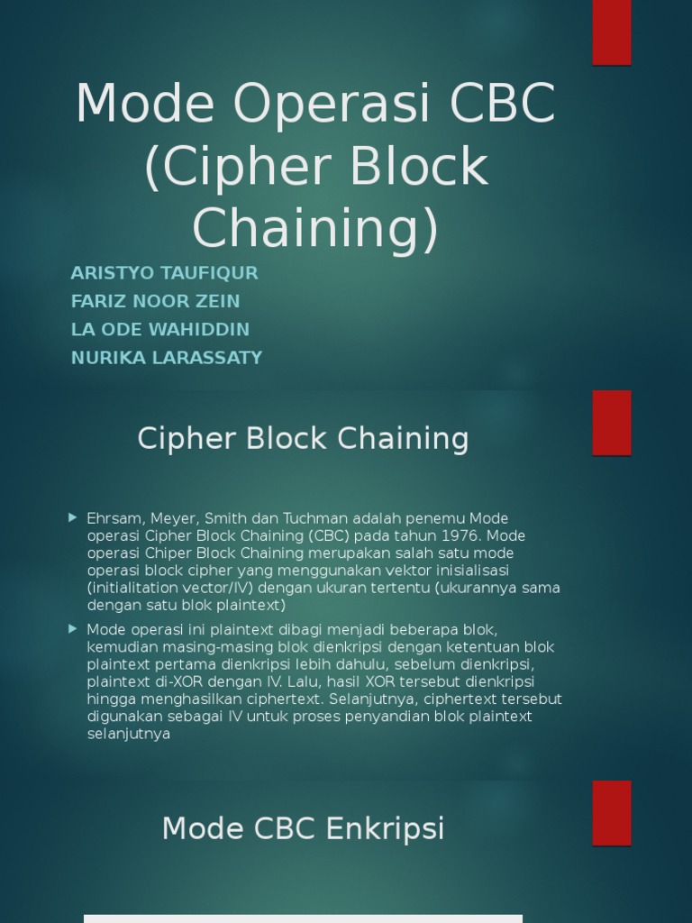 Mode Operasi CBC (Cipher Block Chaining) | PDF