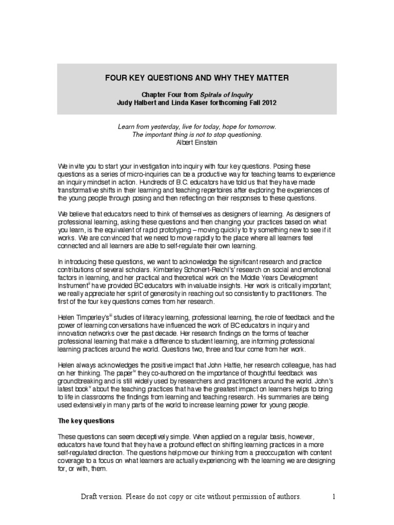 Four Key Questions and Why They Matter | PDF | Grit (Personality Trait ...