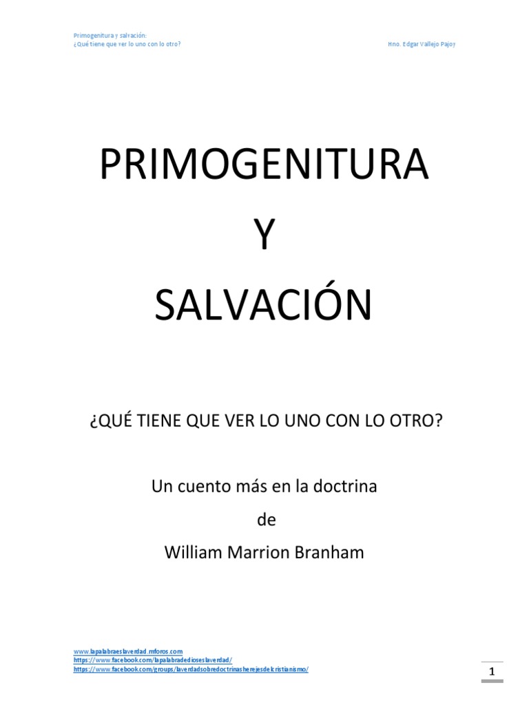 Primogenitura y Salvación Qué Tiene Que Ver Lo Uno Con Lo Otro | PDF ...
