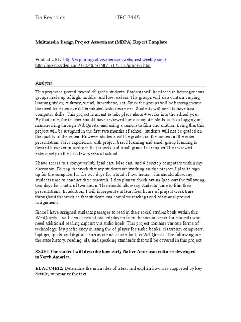 Multimedia Design Project Assessment (MDPA) Report Template | PDF ...