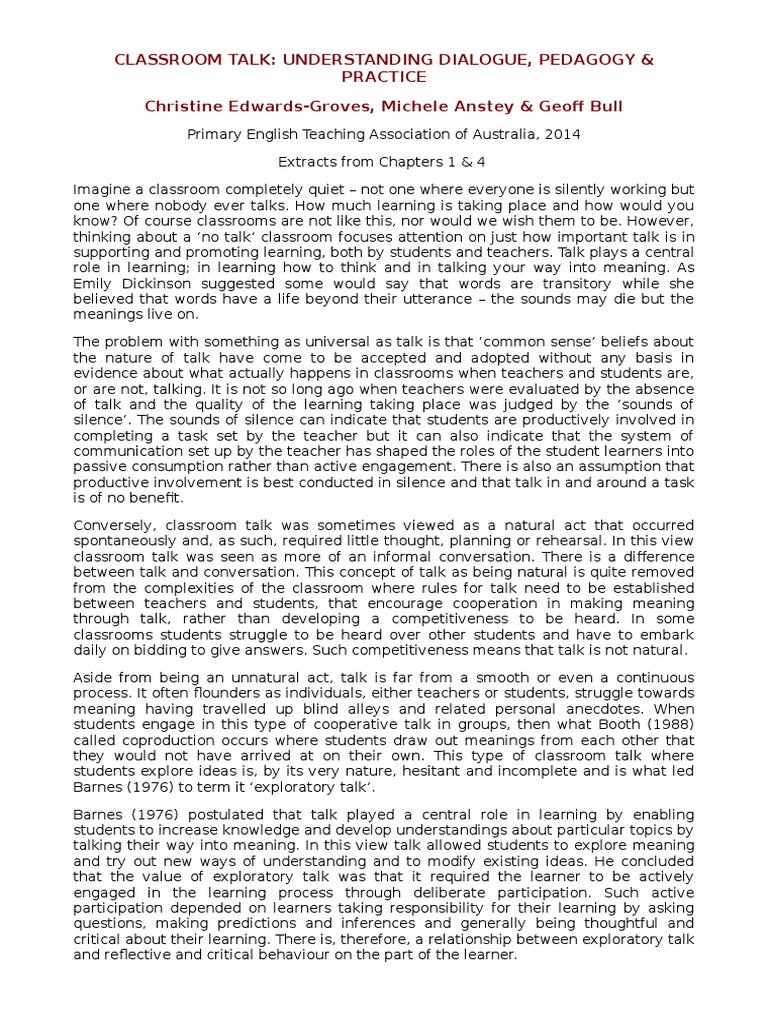 Classroom Talk | PDF | Conversation | Classroom