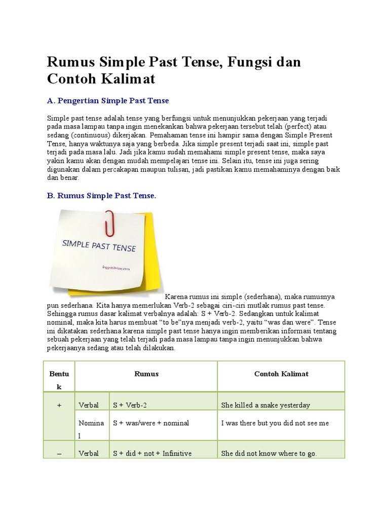 Rumus Simple Past Tense | PDF