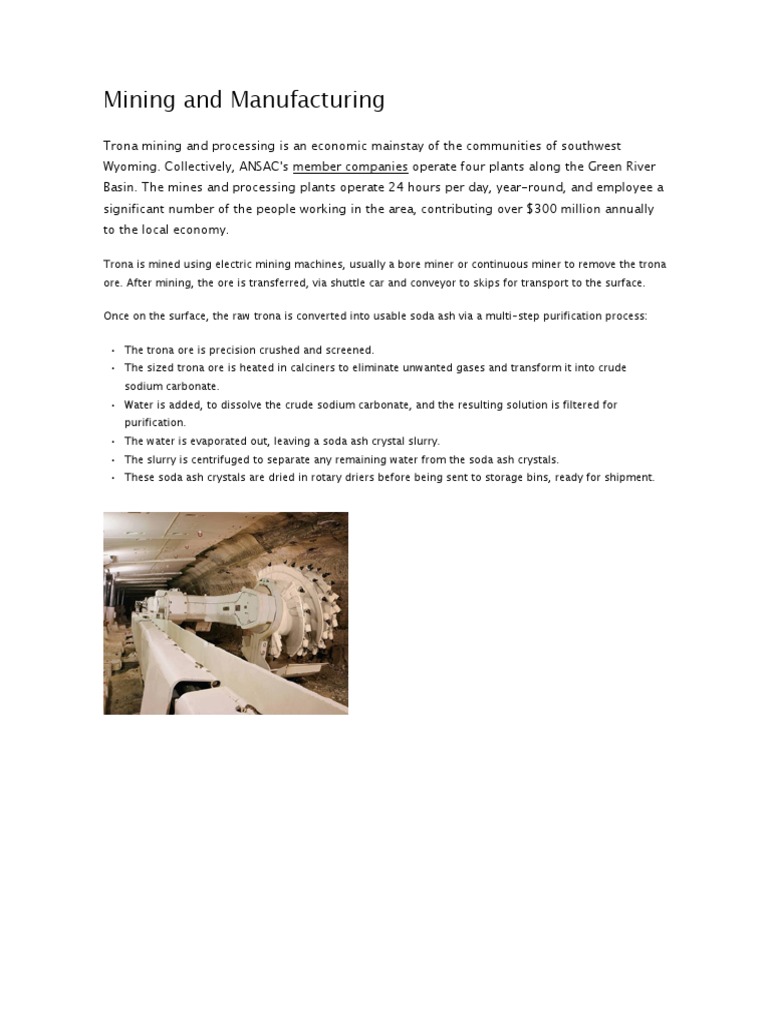 Trona Manufacturing Process | PDF