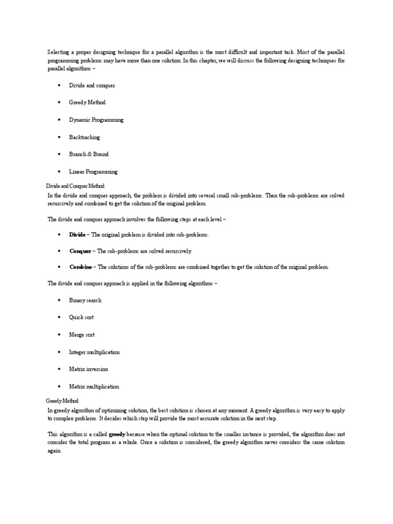Parallel Algo Techniques Pdf Dynamic Programming Mathematical