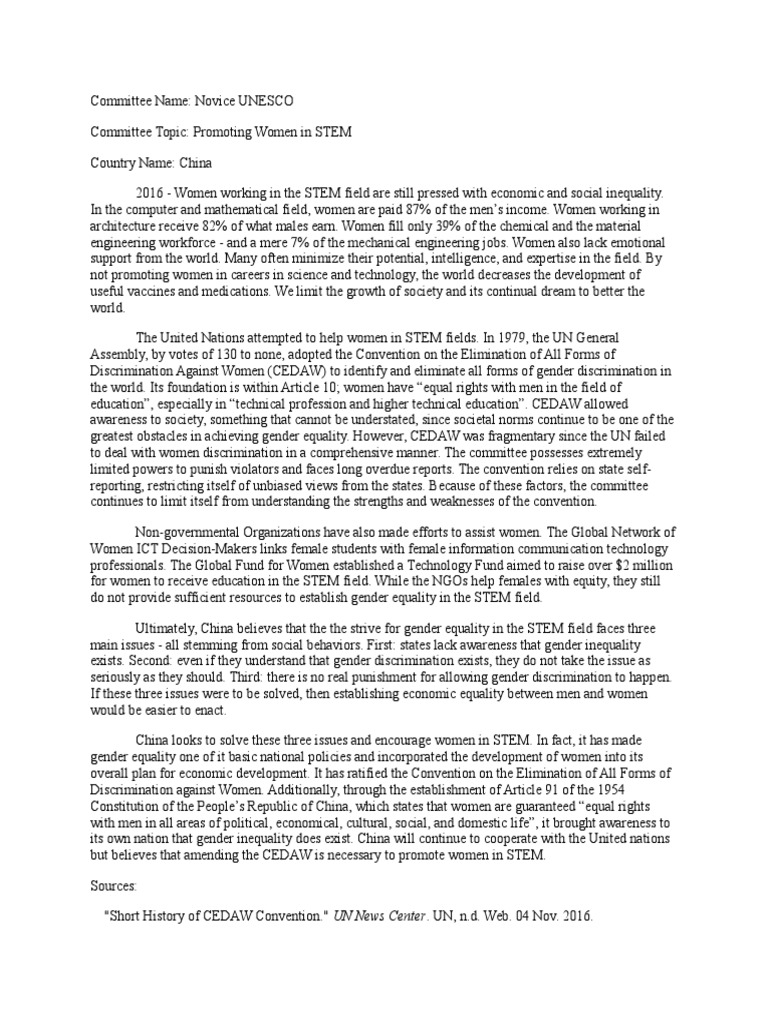 Position Paper Topic A | PDF | Gender Inequality | Gender Studies