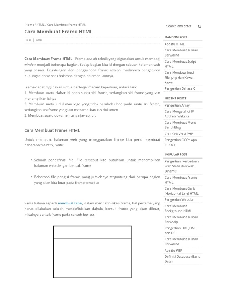 Cara Membuat Frame HTML Cara WEB | PDF