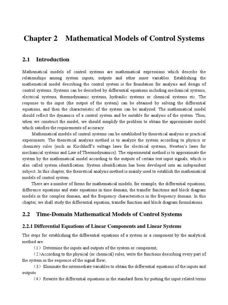 Mathmatical Model of Control Systems PDF | PDF | Control Theory ...