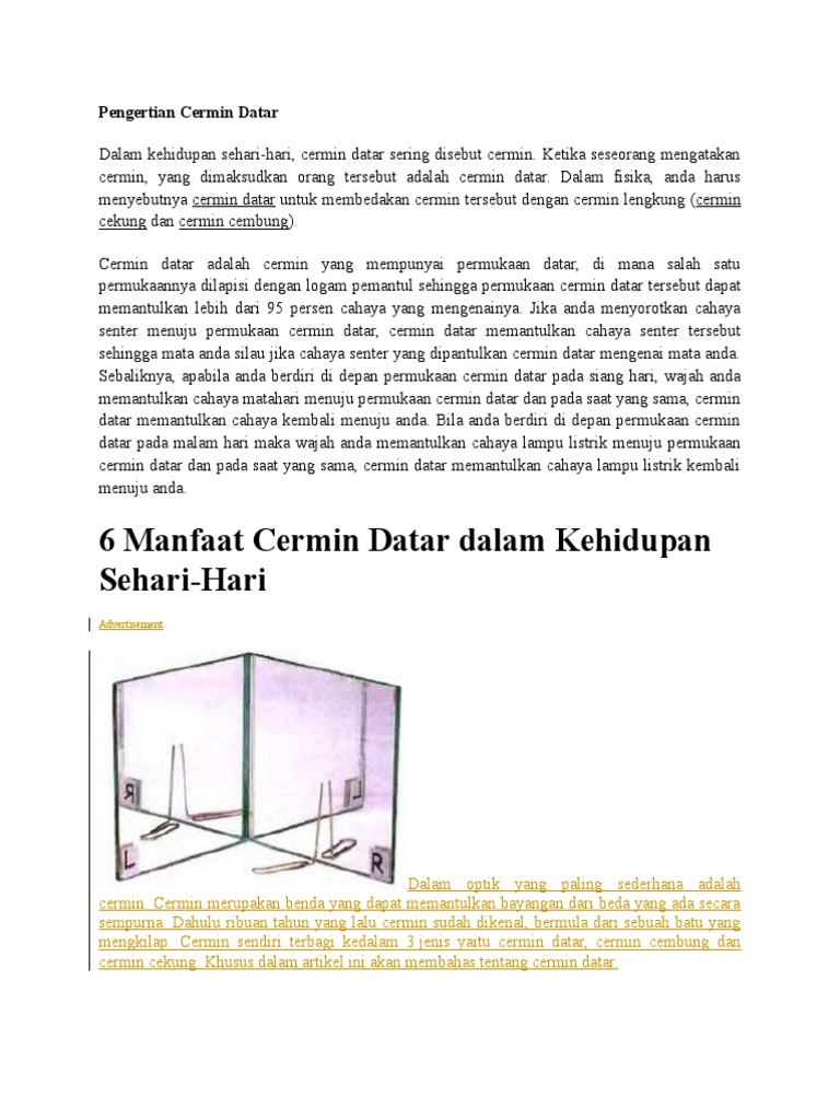Pengertian Cermin Datar | PDF
