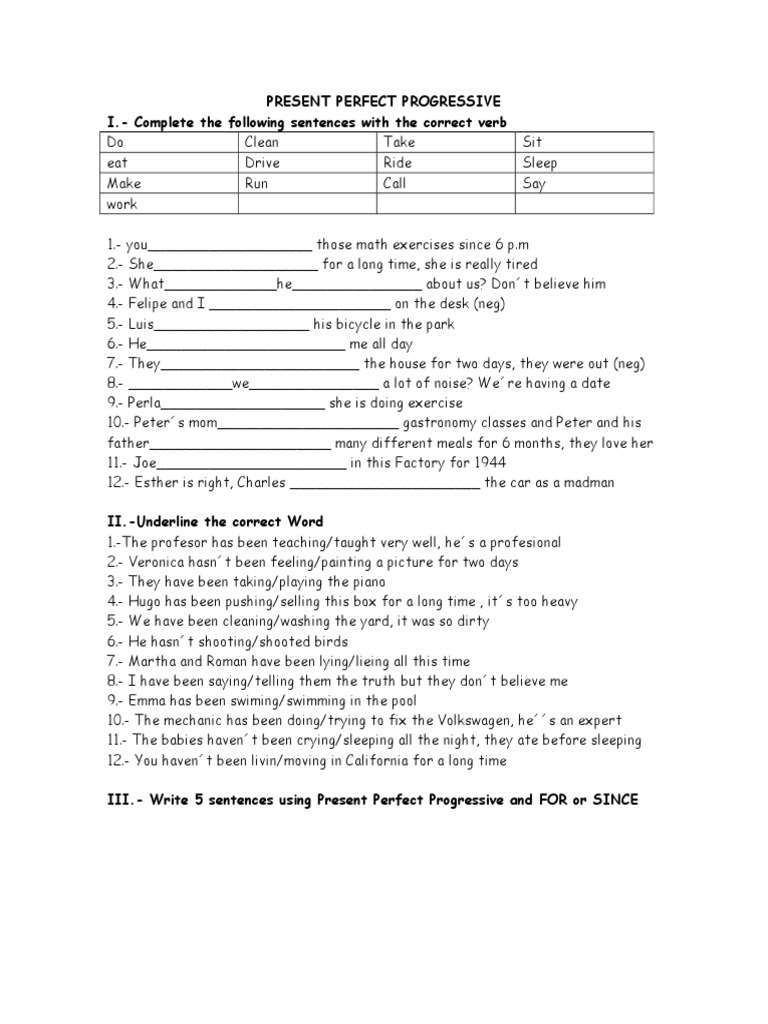 Present Perfect Progressive | PDF | Perfect (Grammar) | Rules