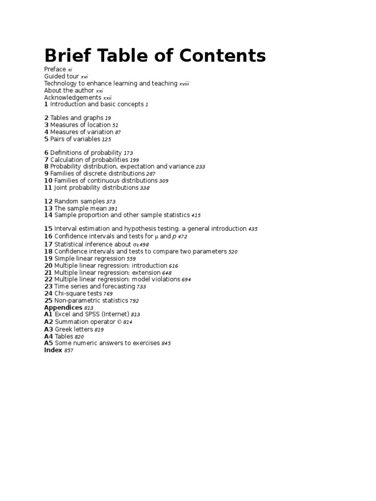 Brief Table of Contents | PDF