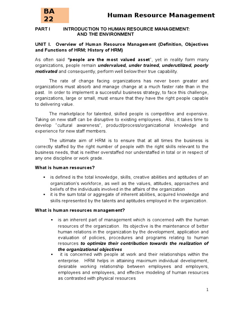 Module in HRM 1 | PDF | Employment | Human Resource Management