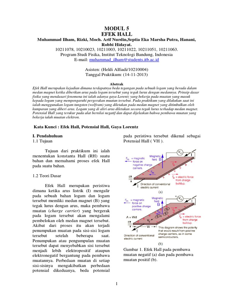 Modul 6 Efek Hall Muhammad Ilham 10211078 | PDF