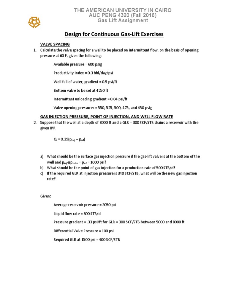 Designing an Optimal Continuous Gas-Lift System: Valve Spacing, Gas ...