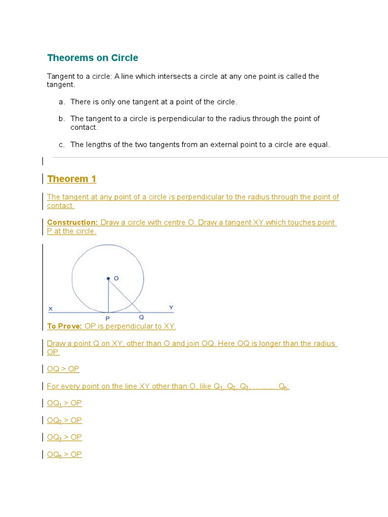 Circle Theorems: Tangents Explained | PDF | Teaching Methods ...