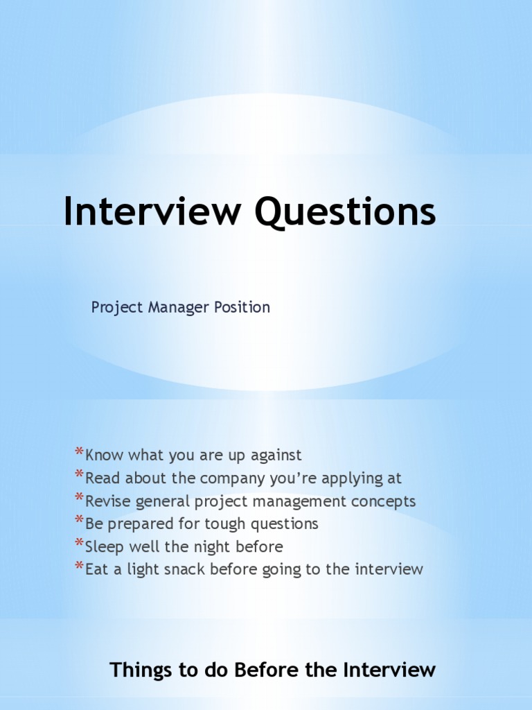 Interview Questions: Project Manager Position | Download Free PDF ...