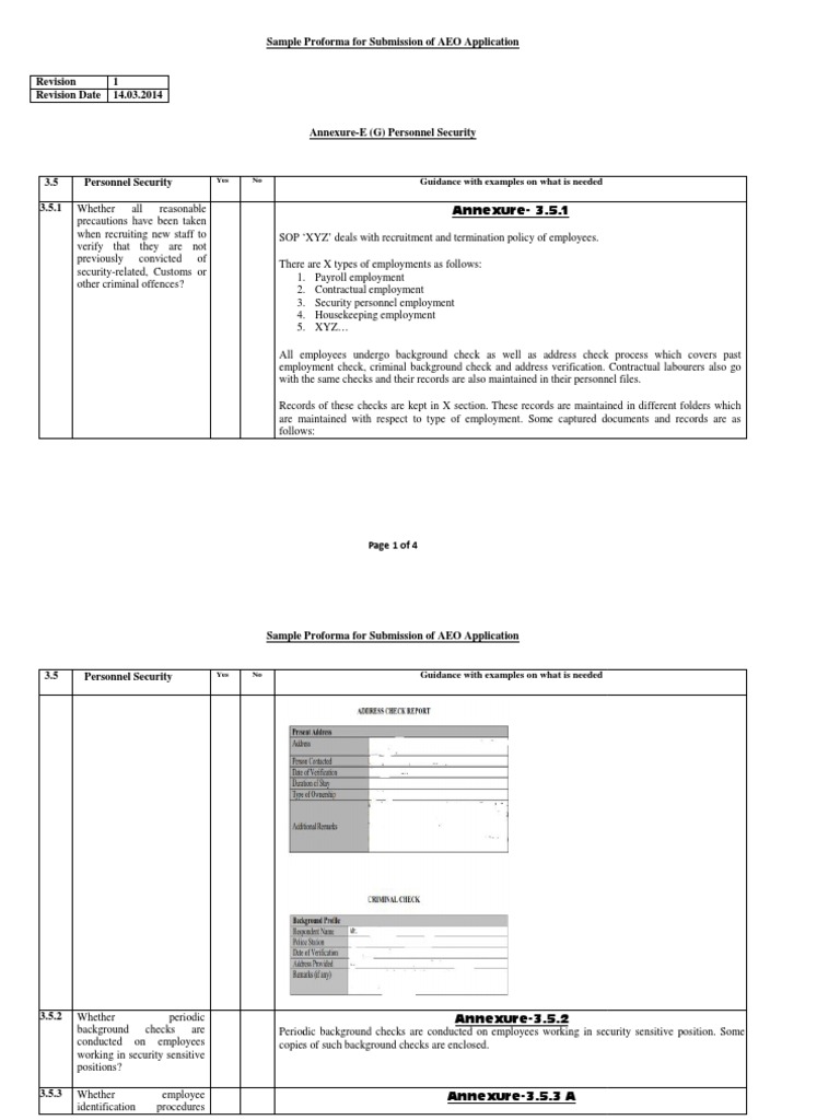 Personnel Security-Aeo Check List | PDF | Background Check | Identity ...