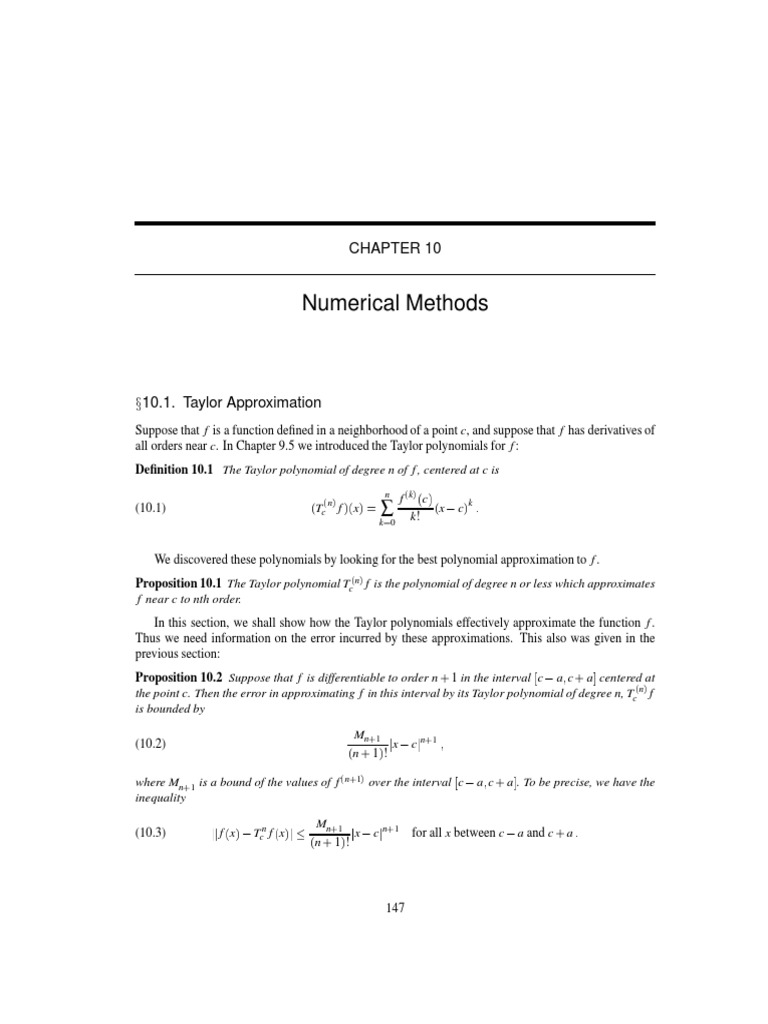 CHAPTER 10 Numerical Methods PDF | Download Free PDF | Tangent | Integral