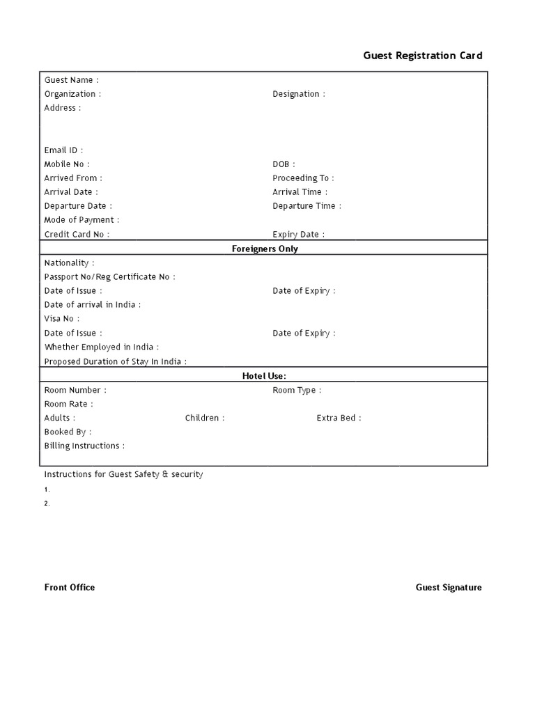 Registration Card Sample 4 | PDF | Career & Growth | Finance & Money ...