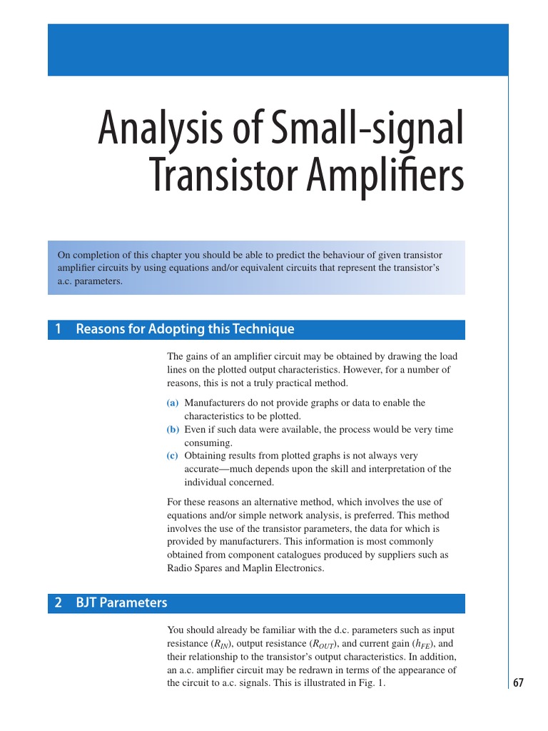 Small-Signal Transistor Amplifiers PDF | PDF | Amplifier | Bipolar Junction Transistor