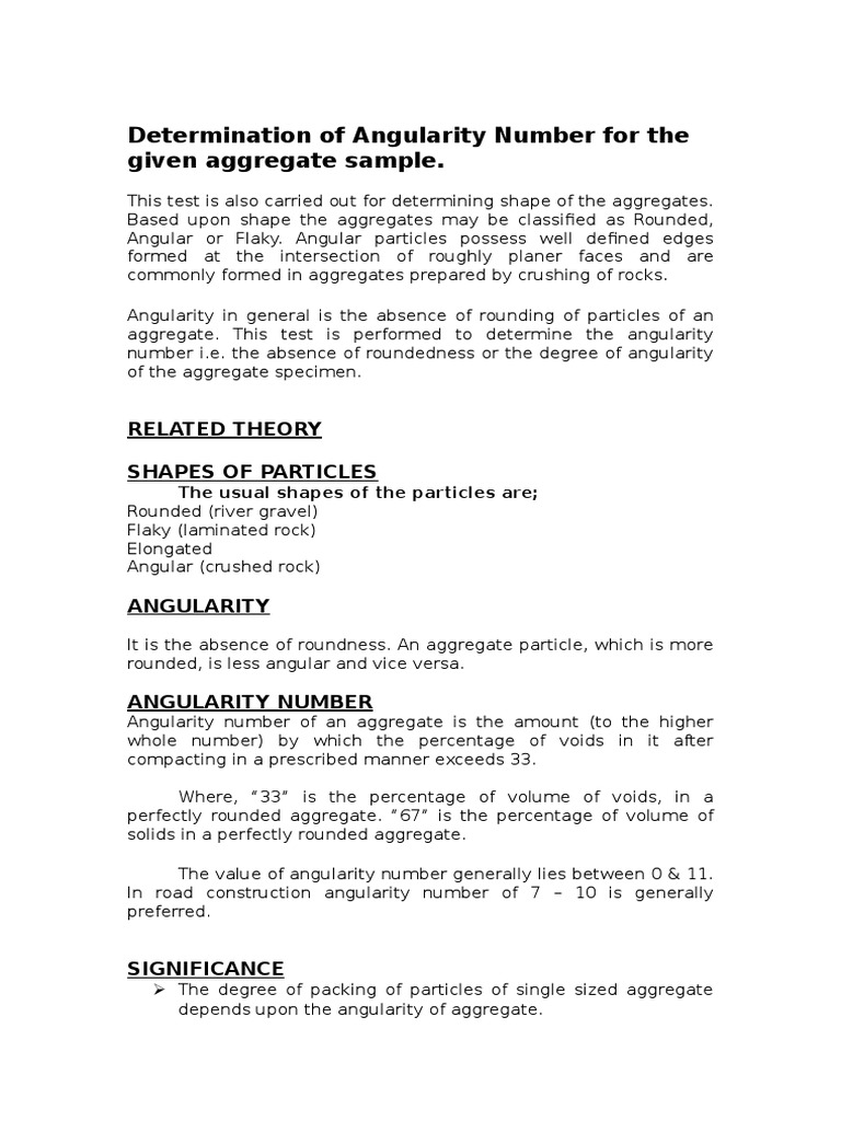 Angularity Number | Concrete | Road Surface