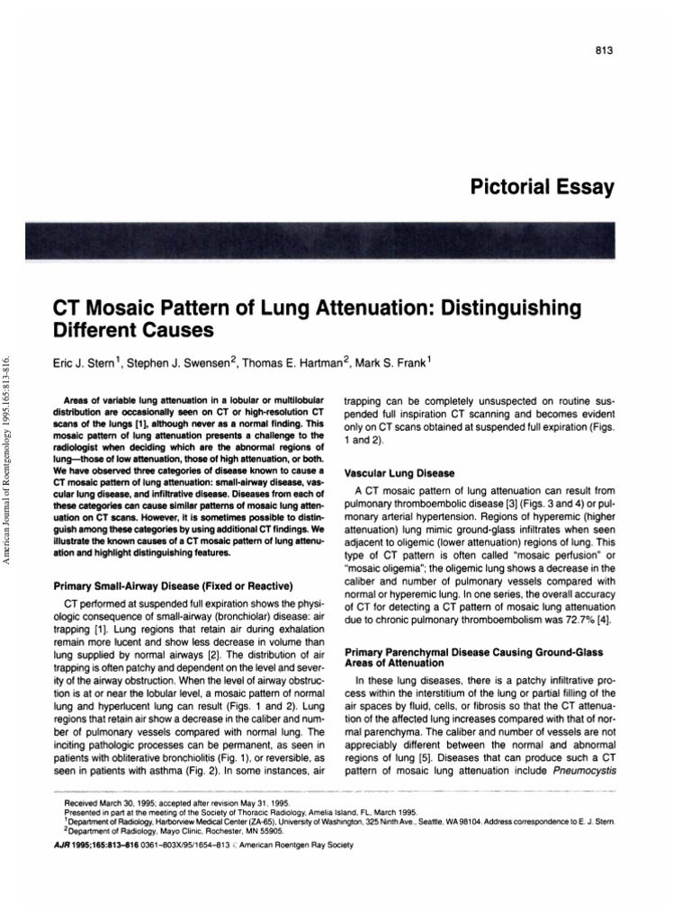 Distinguishing Causes of CT Mosaic Lung Attenuation Pattern | PDF ...