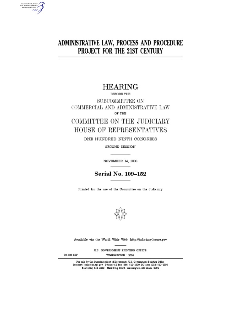 House Hearing, 109TH Congress - Administrative Law, Process and ...
