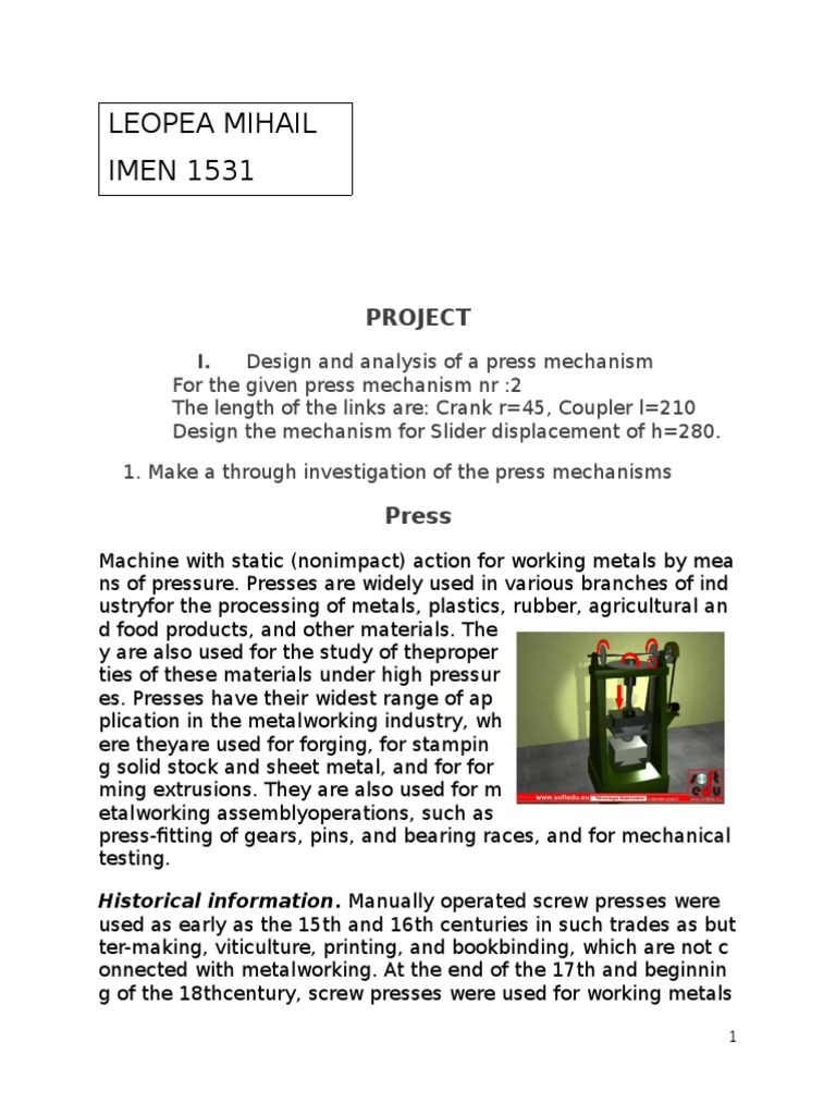 Proiect Mecanisme | PDF | Gear | Machines