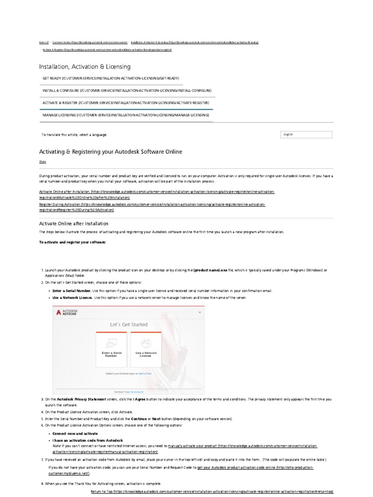Activating & Registering Your Autodesk Software Online - Installation, Activation & Licensing ...