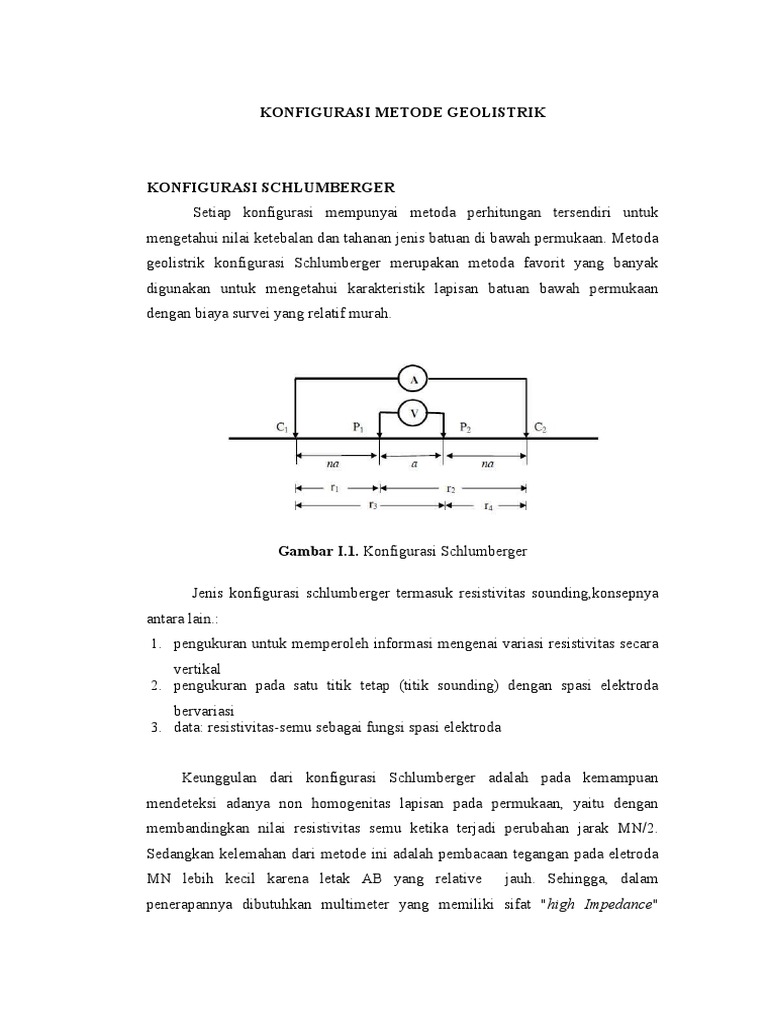 Konfigurasi Metode Geolistrik Schlumberger | PDF