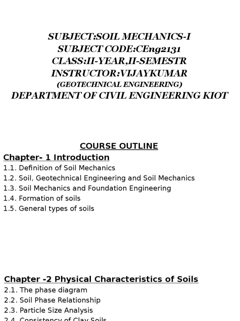 Chapter-i-Introduction To Soil Mechanics | PDF | Soil Mechanics | Soil
