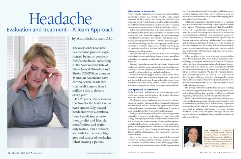 Headaches: Evaluation and Treatment | PDF | Headache | Neurology